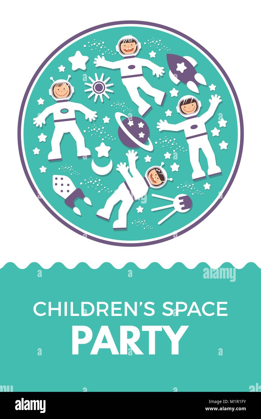 Vector illustration Child s Rocket Birthday Party Stock Vector Image ...