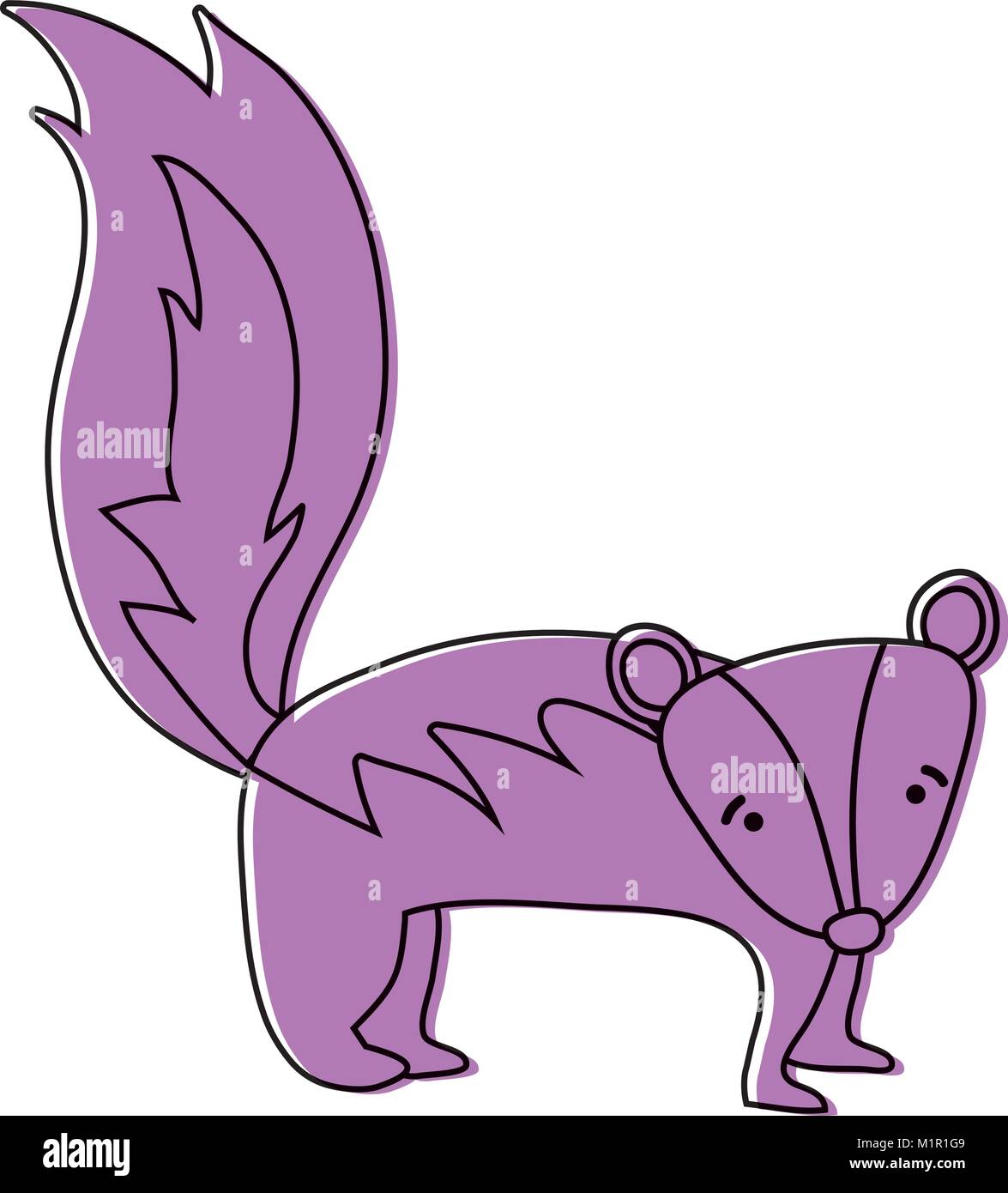 color cute and sad skunk wild animal Stock Vector Image & Art - Alamy