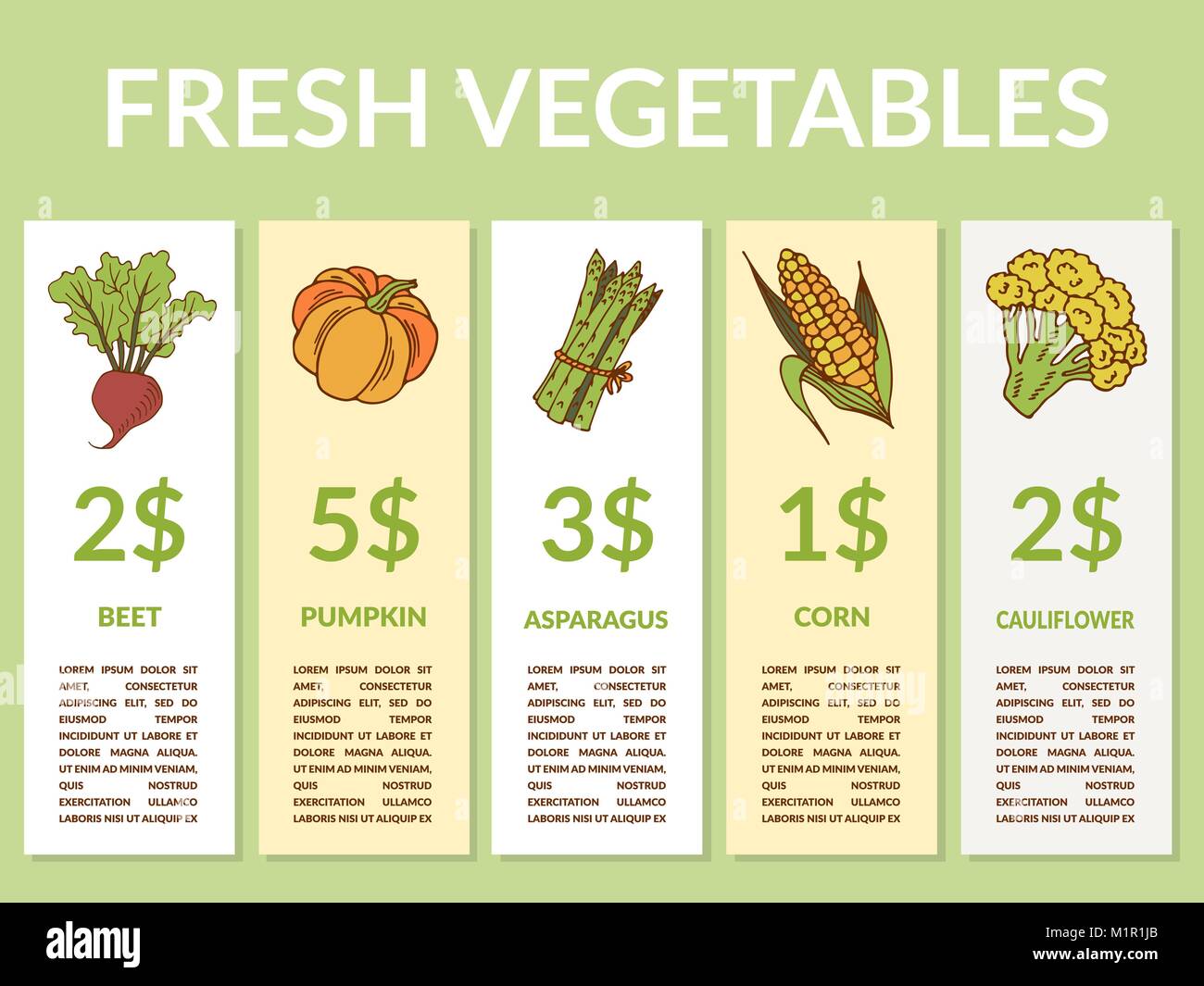 Labels with various vegetables and inscriptions Stock Vector Image ...