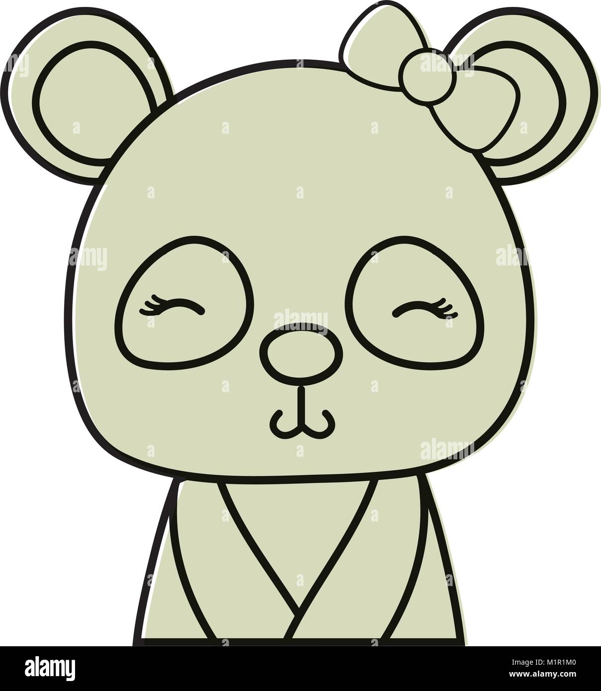 color adorable and shy panda female wild animal Stock Vector Image ...