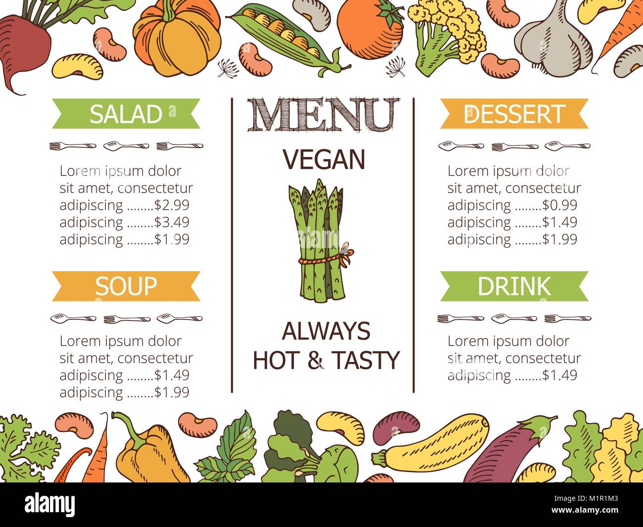 Vintage vegetarian menu Stock Vector Image & Art - Alamy