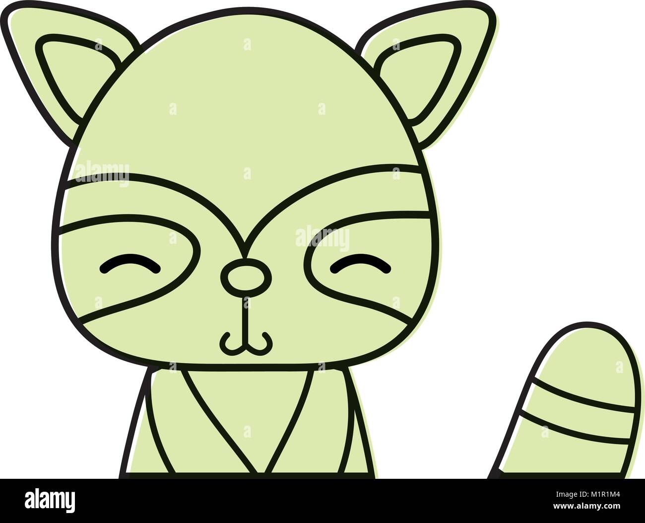 color adorable and shy raccoon wild animal Stock Vector Image & Art - Alamy