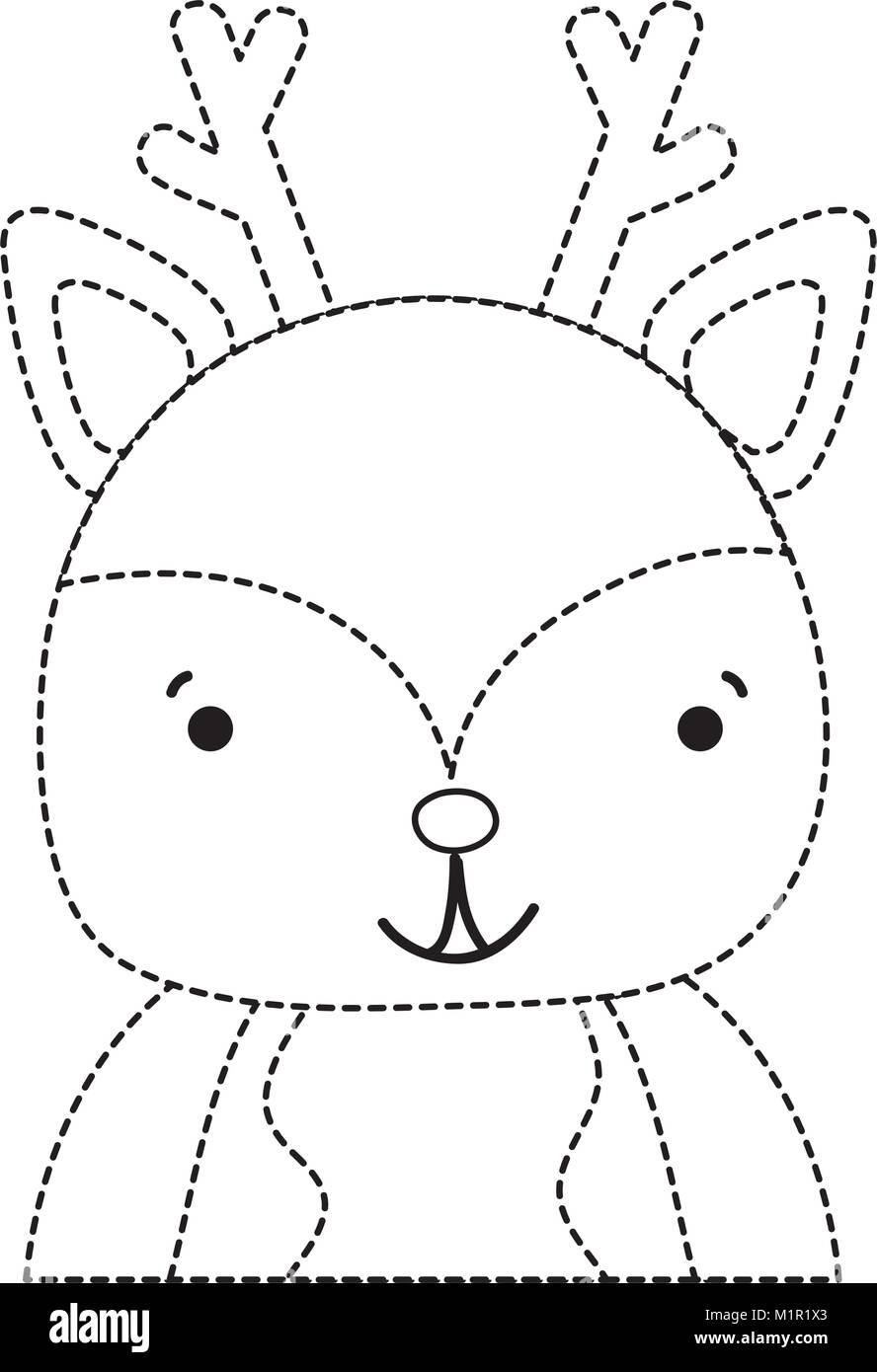 dotted shape adorable and happy deer wild animal Stock Vector Image ...