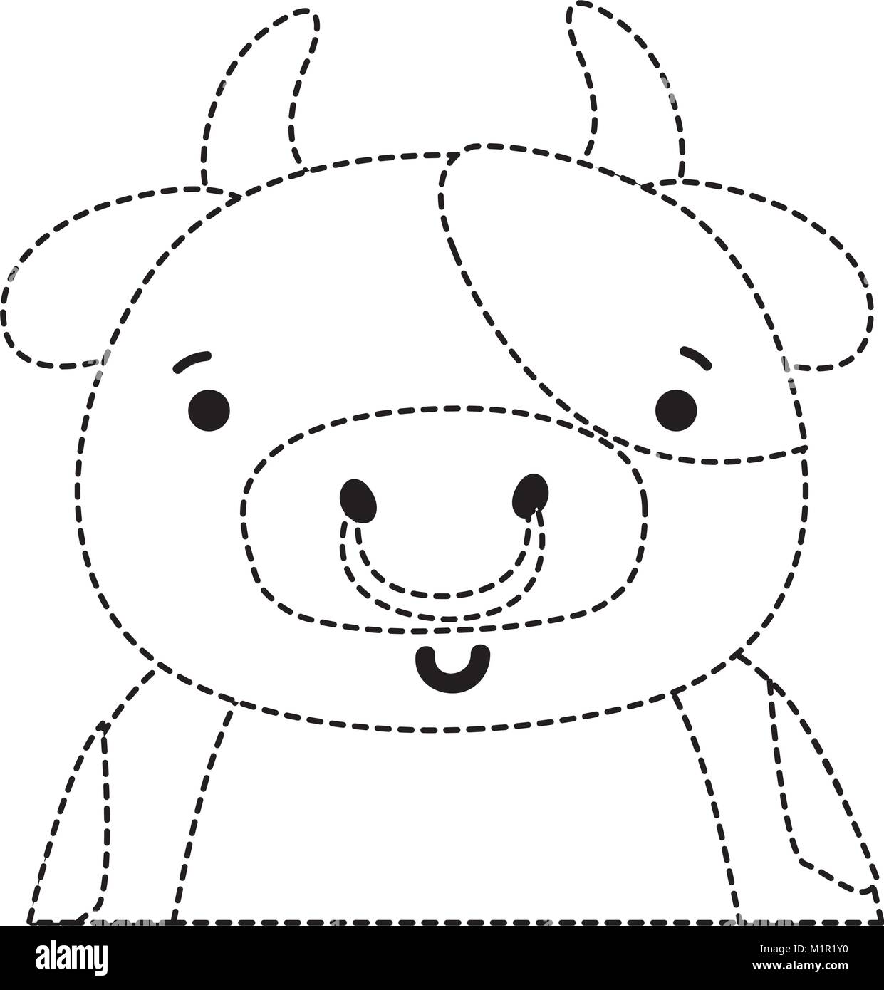 dotted shape adorable and happy cow wild animal Stock Vector Image ...