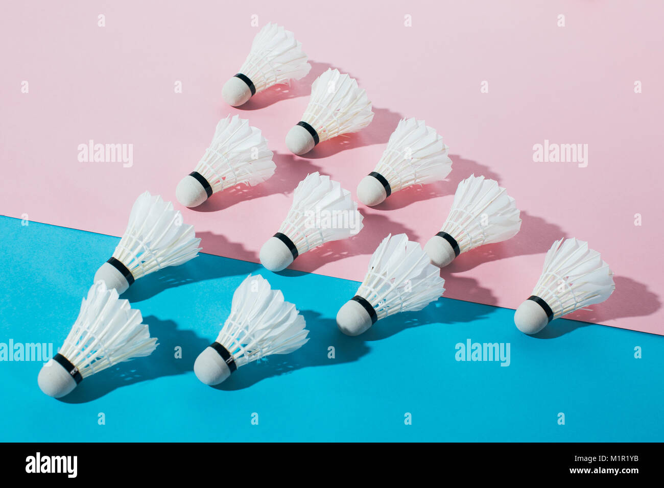 top view of composition with badminton shuttlecocks Stock Photo - Alamy