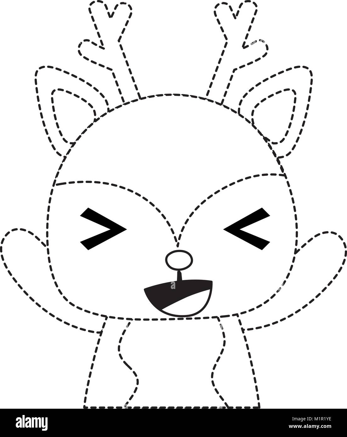 dotted shape adorable and cheerful deer wild animal Stock Vector Image ...