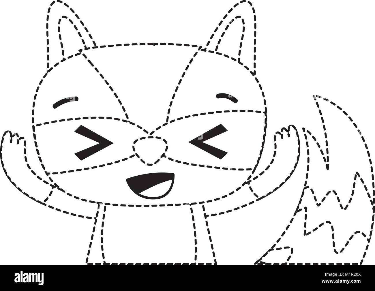 dotted shape adorable and glad raccoon wild animal Stock Vector Image ...