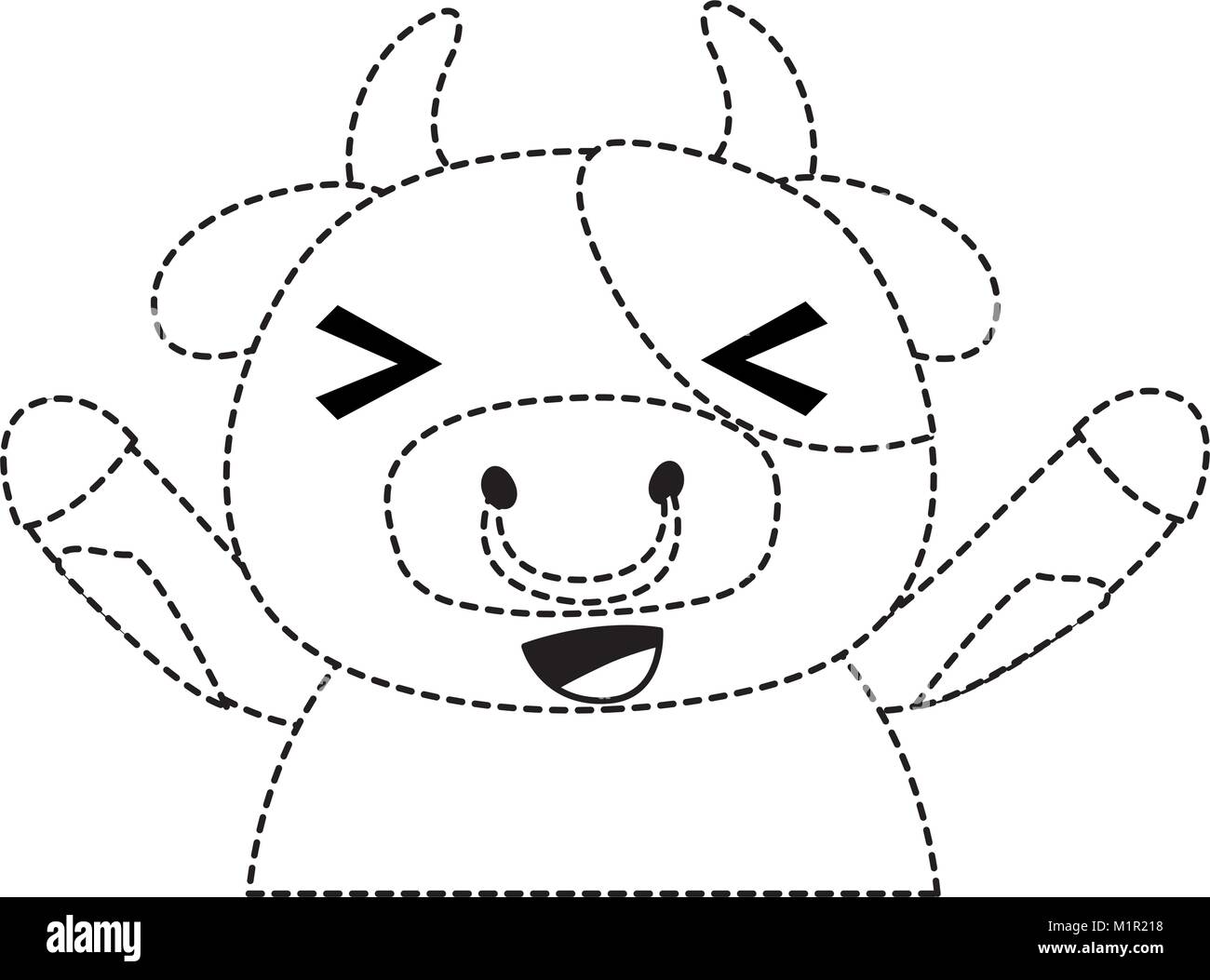 dotted shape adorable and cheerful cow wild animal Stock Vector Image ...