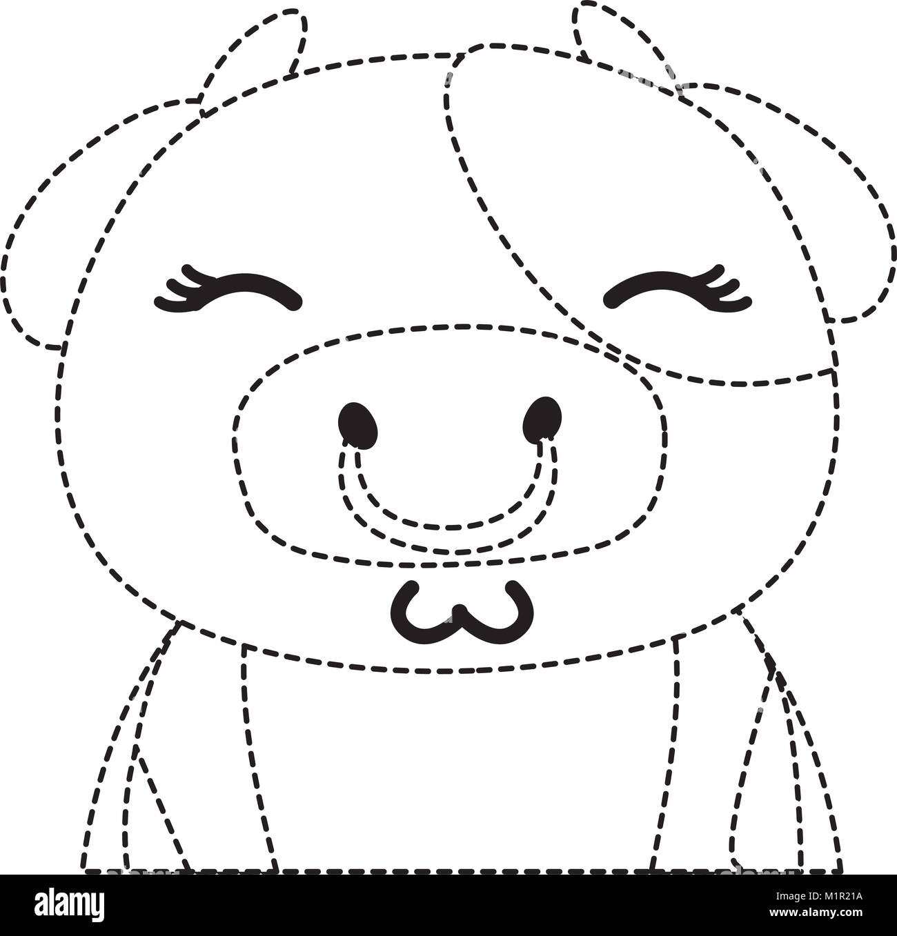 dotted shape adorable and shy cow wild animal Stock Vector Image & Art ...