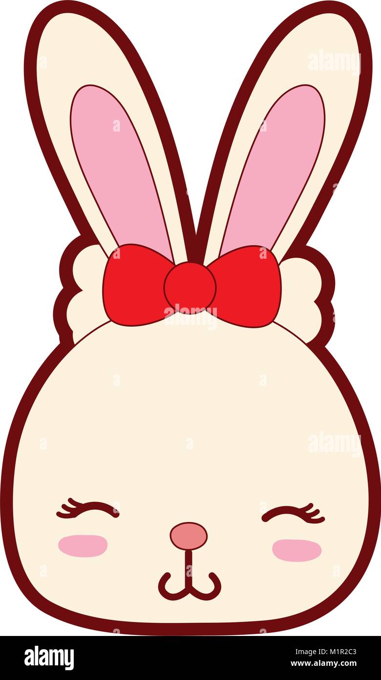 line color shy rabbit head female wild animal Stock Vector Image & Art ...