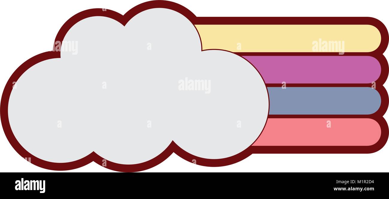 line color cloud with nature rainbow design in the sky Stock Vector ...