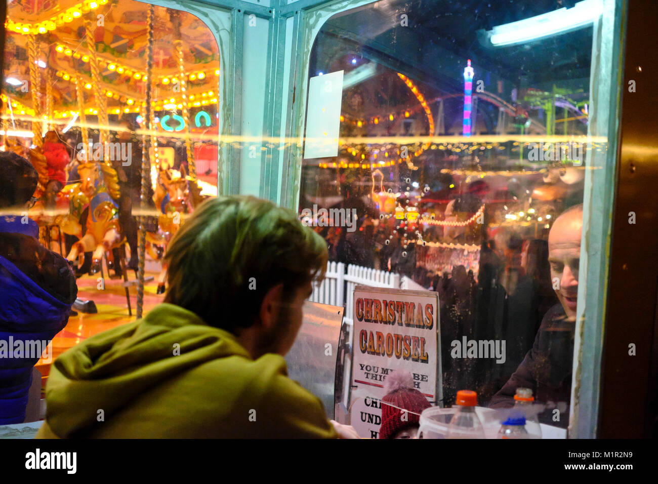 Merry go round night park hi-res stock photography and images - Alamy