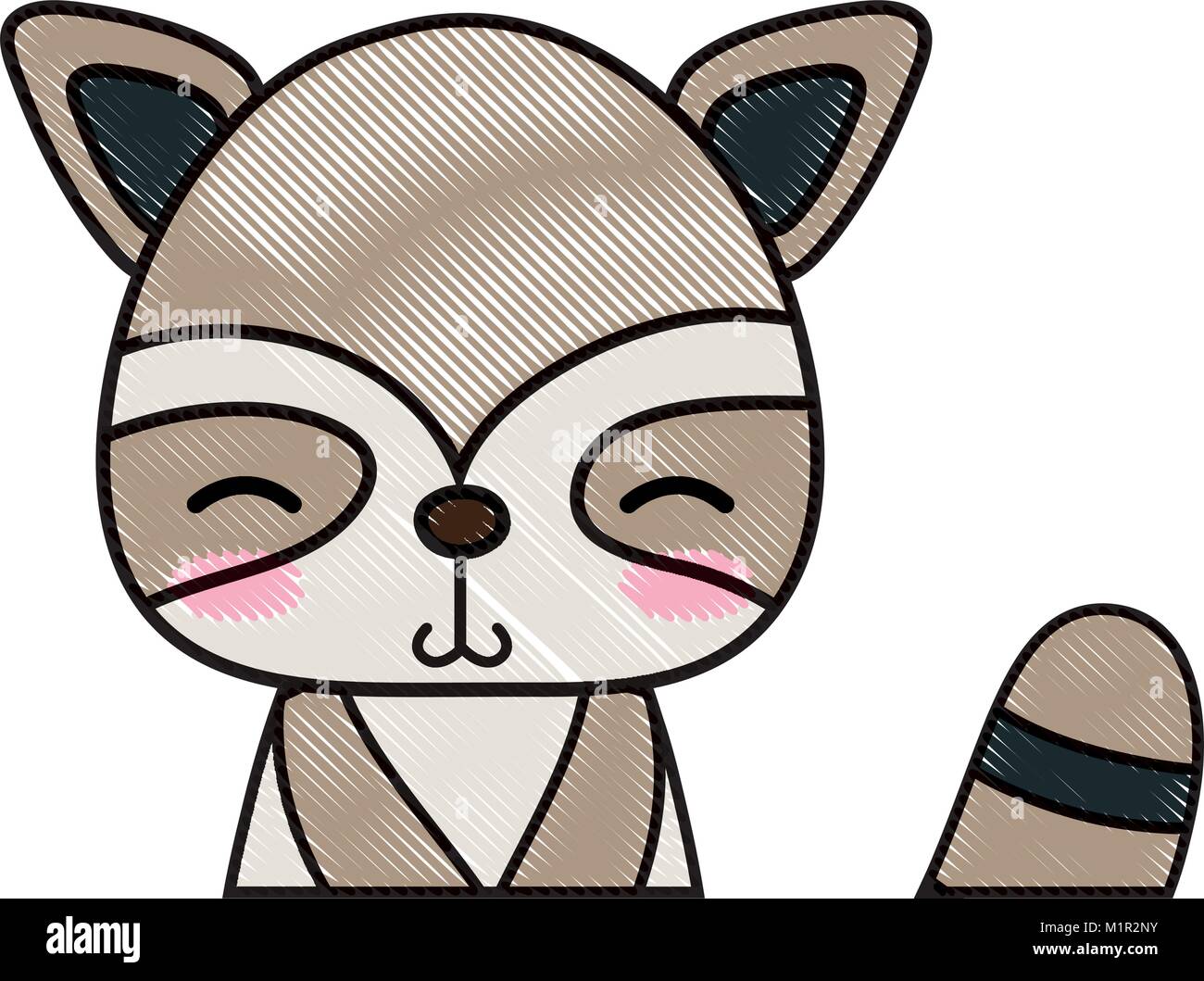 grated adorable and shy raccoon wild animal Stock Vector Image & Art ...