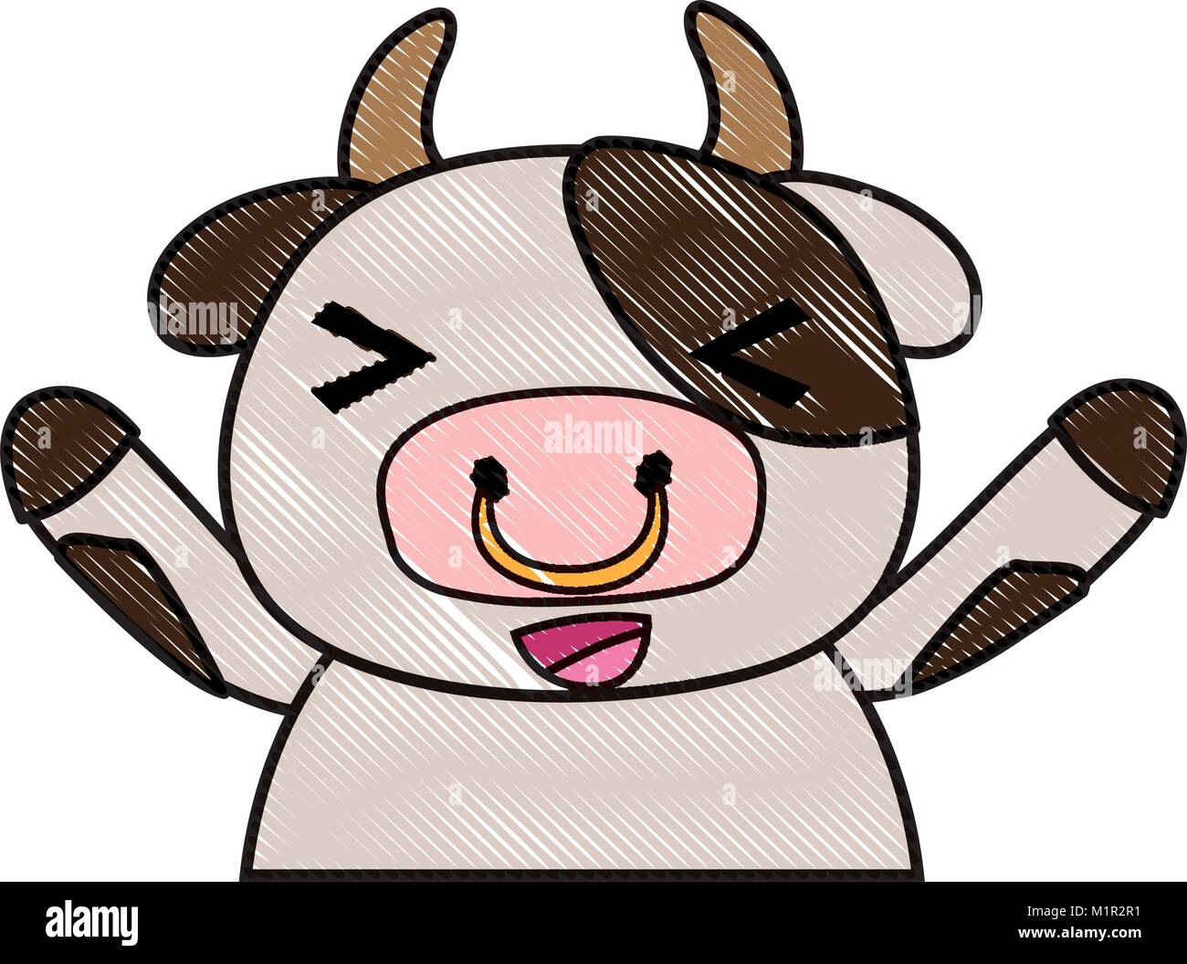 grated adorable and cheerful cow wild animal Stock Vector Image & Art ...