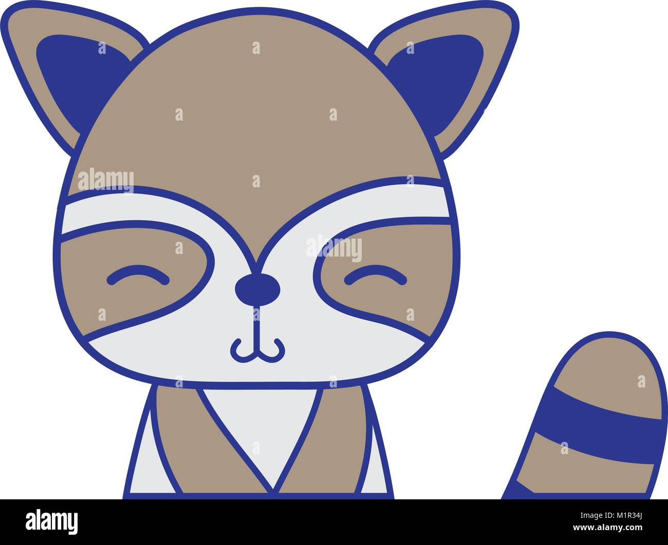 full color adorable and shy raccoon wild animal Stock Vector Image ...