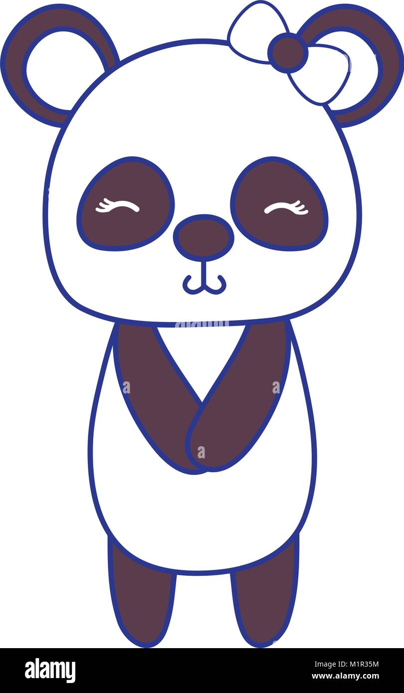 full color cute and shy panda female wild animal Stock Vector Image ...