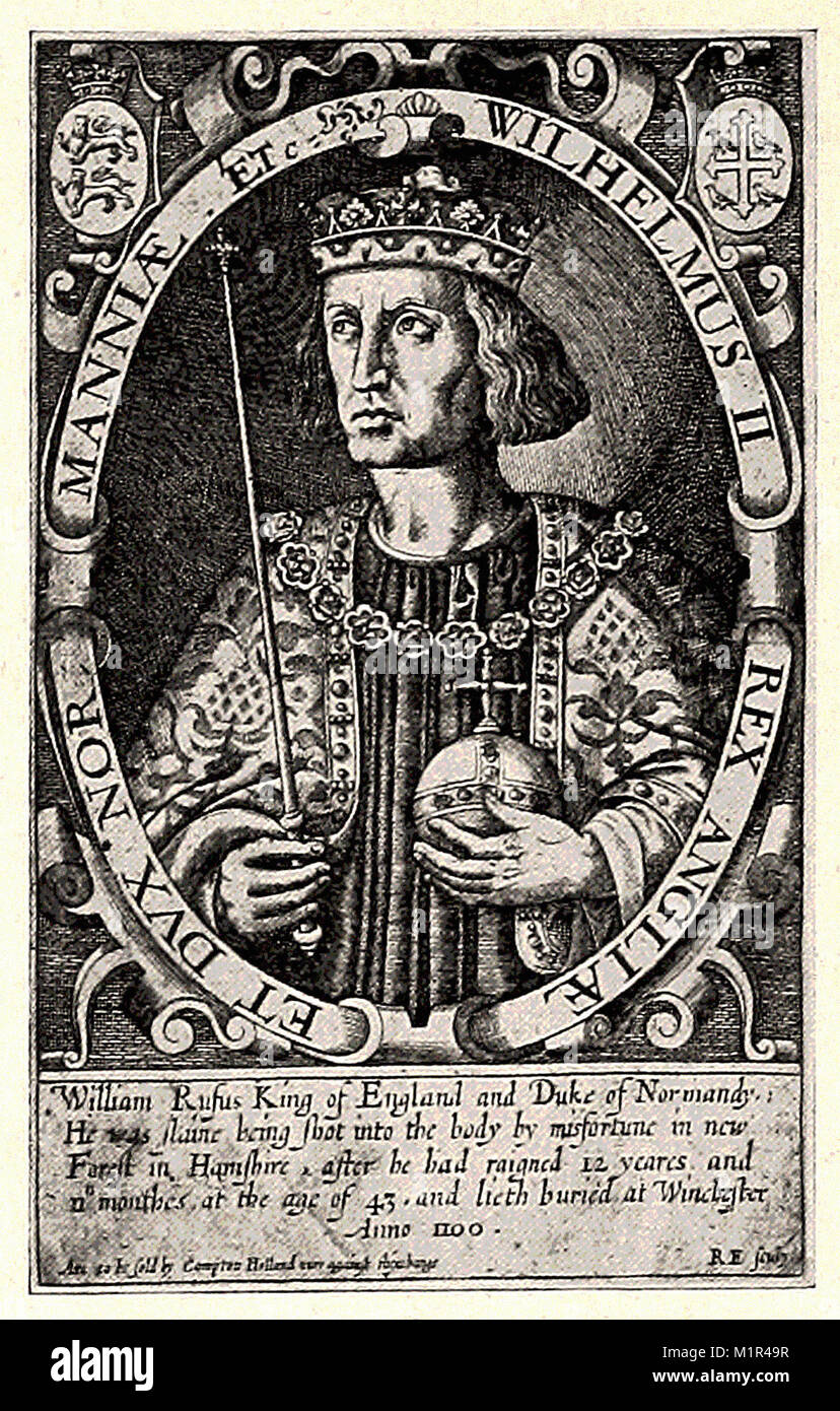 Portrait of William II king of England - British engraving 17th century ...