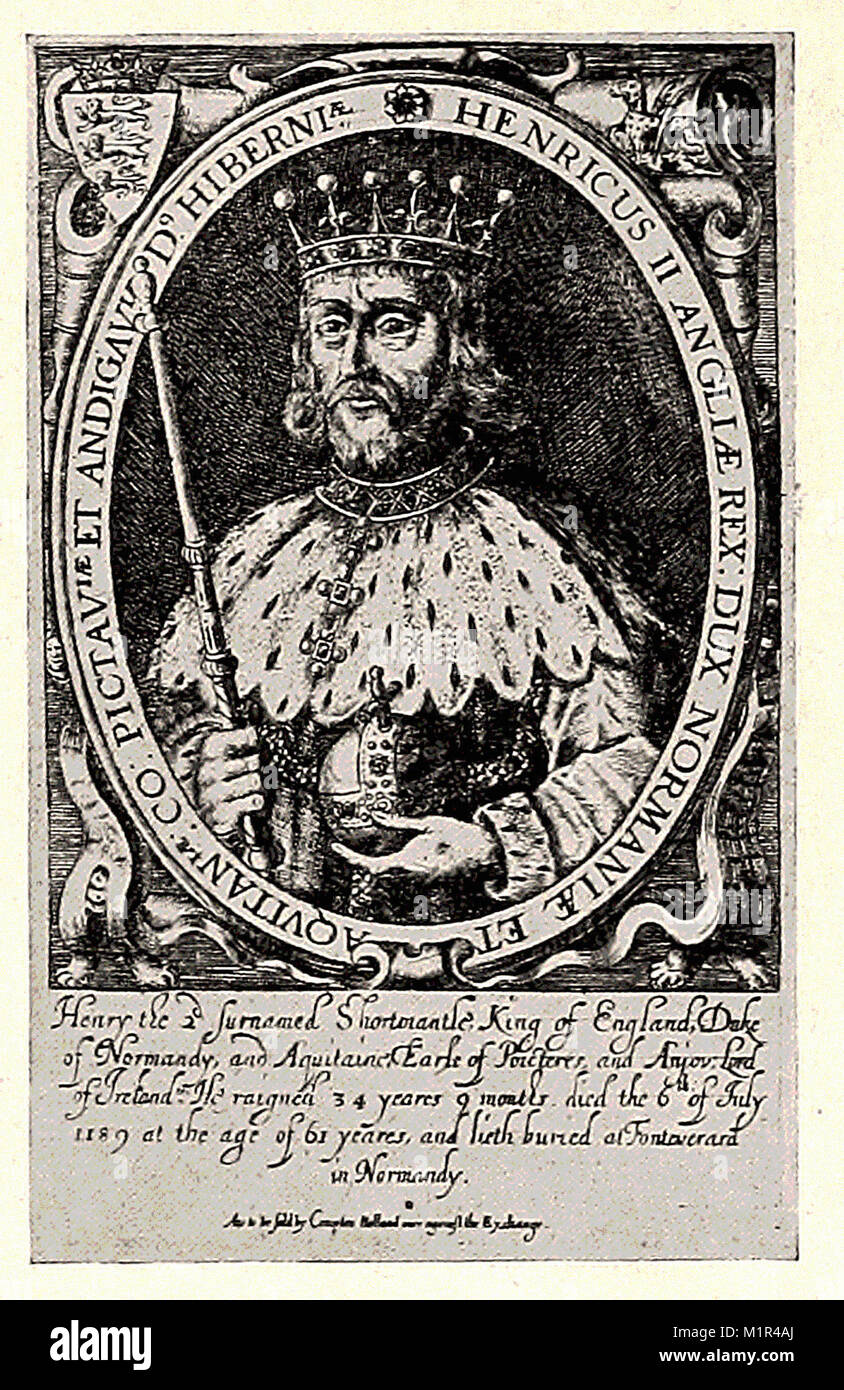 Portrait of Henry II king of England - British engraving 17th century ...