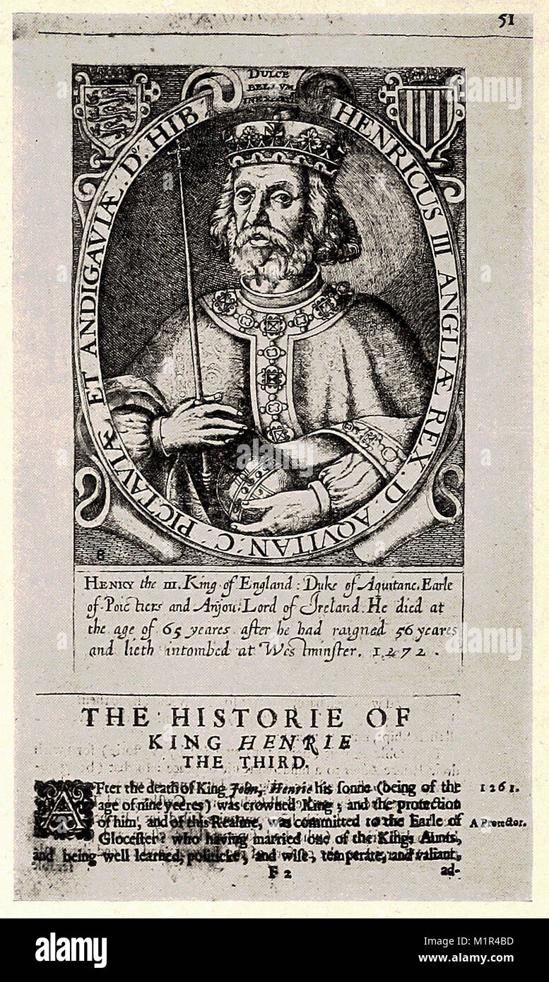Portrait of HENRY III king of England - British engraving 17th century ...