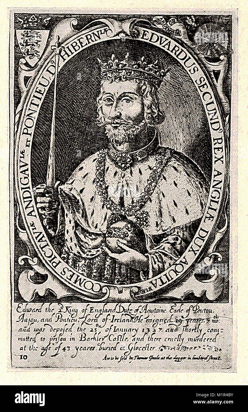 Portrait of EDWARD II king of England - British engraving 17th century ...