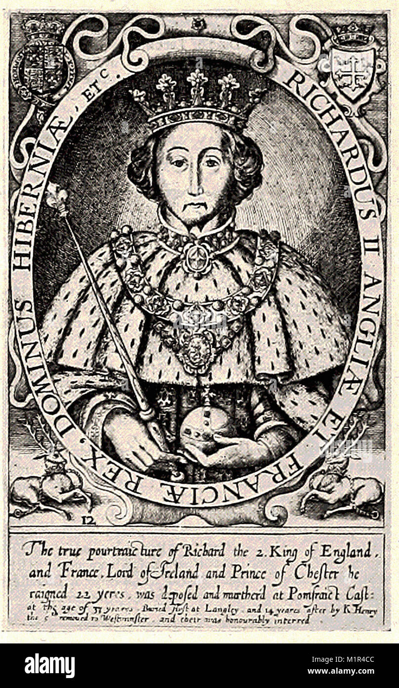 Portrait of RICHARD II king of England - British engraving 17th century ...