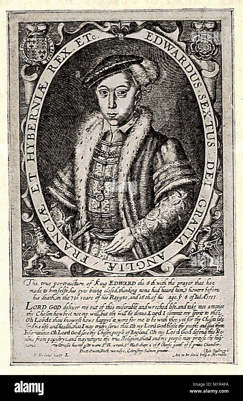 Portrait of EDWARD VI king of England - British engraving 17th century ...