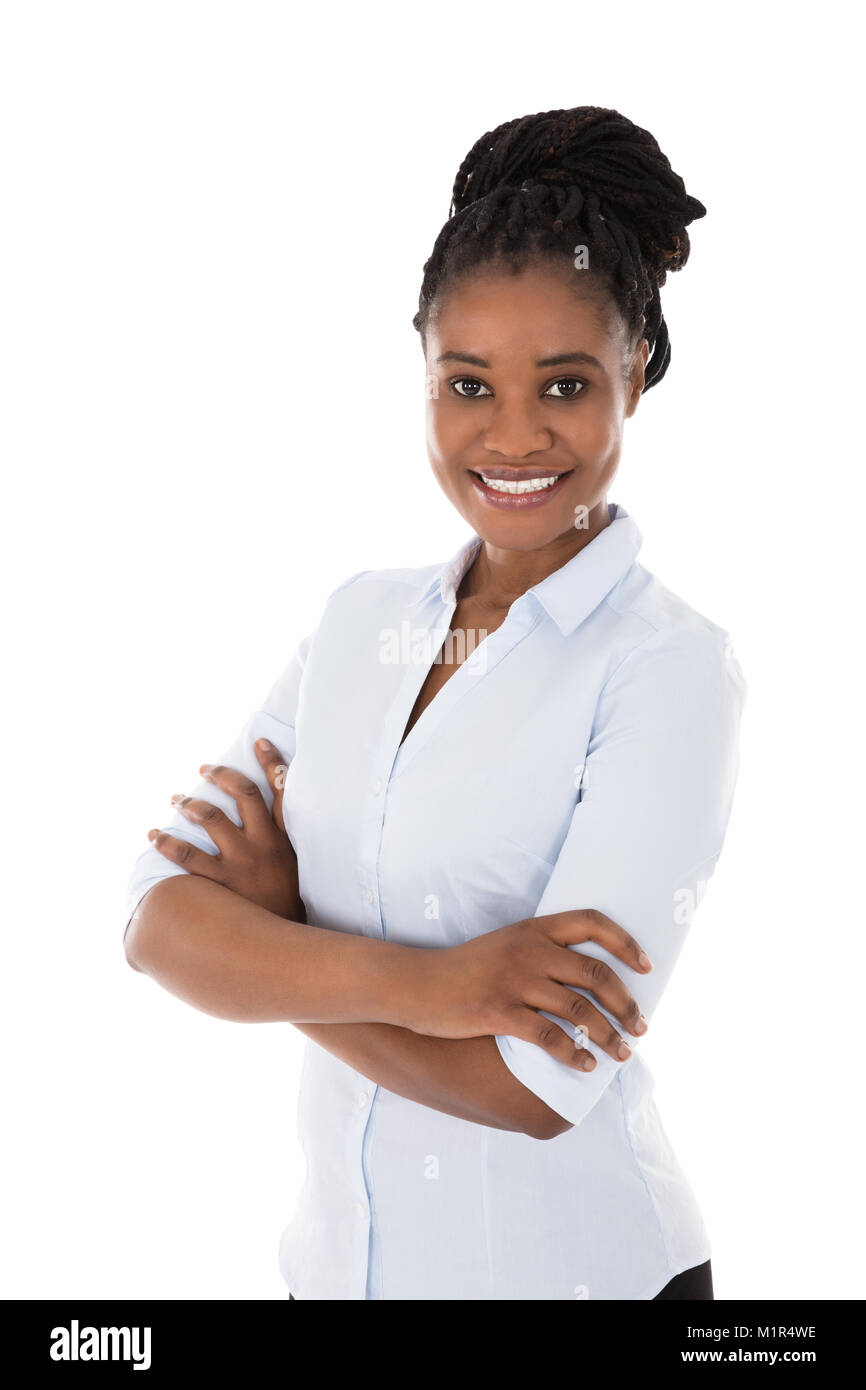 Portrait Of A Happy African College Student In Front Of White ...