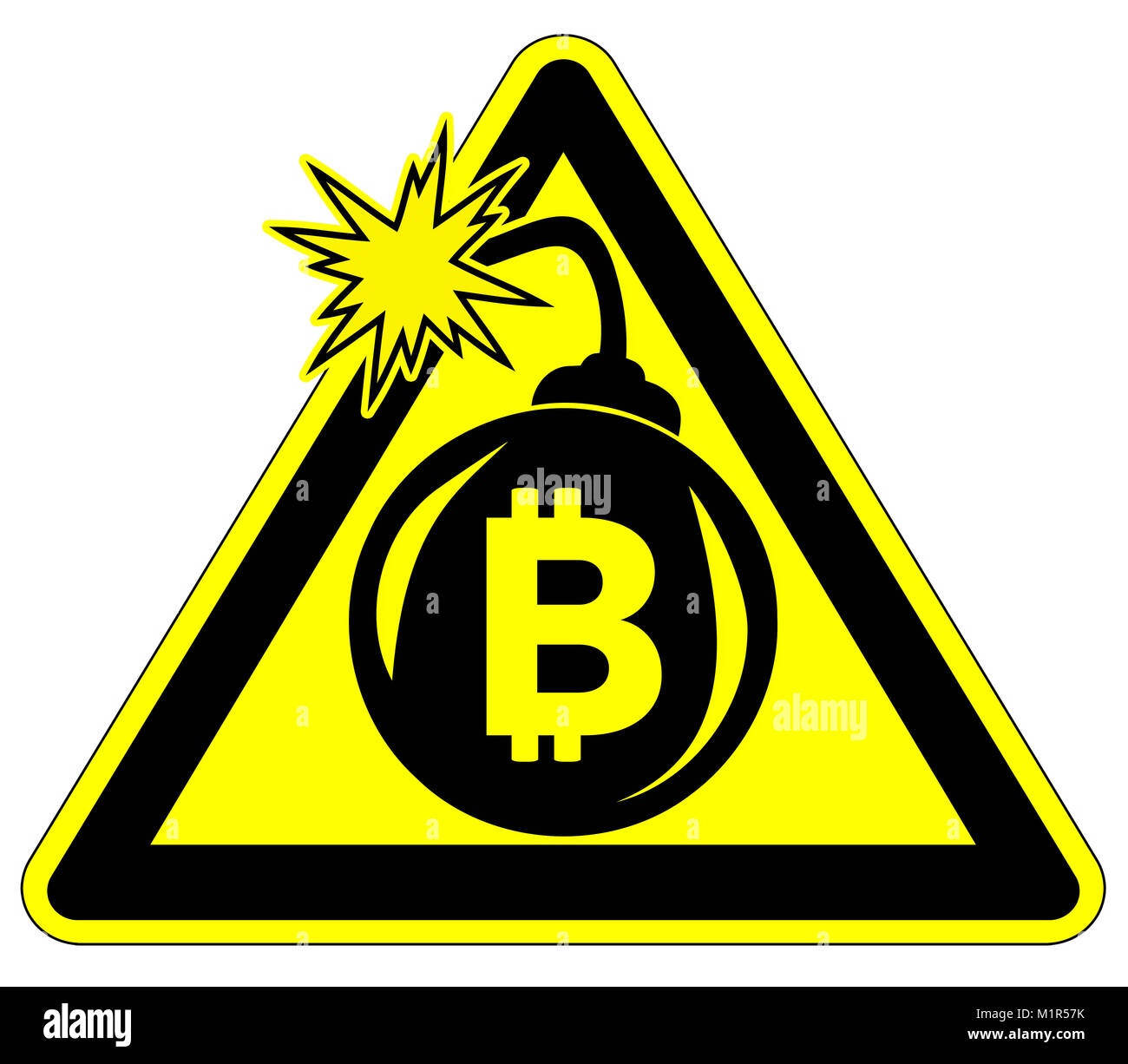 Warning sign for possible cryptocurrency crash Stock Photo - Alamy