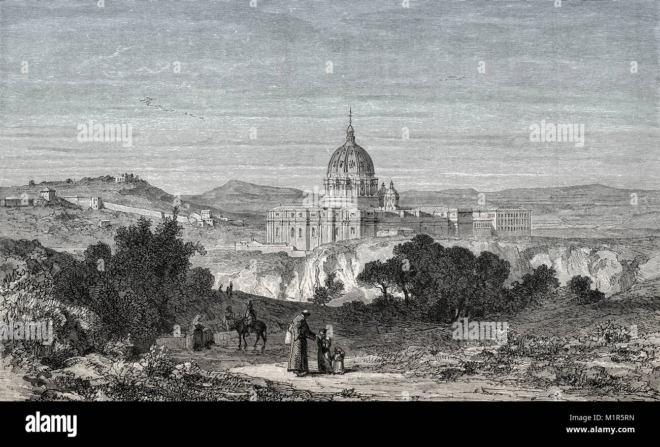 The Papal Basilica of St. Peter, Vatican City, Rome, Italy, 19th ...