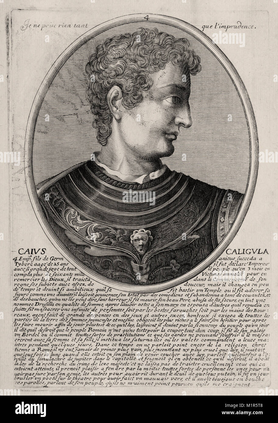 Portrait of Caius Caligula - French engraving 17th century Stock Photo ...