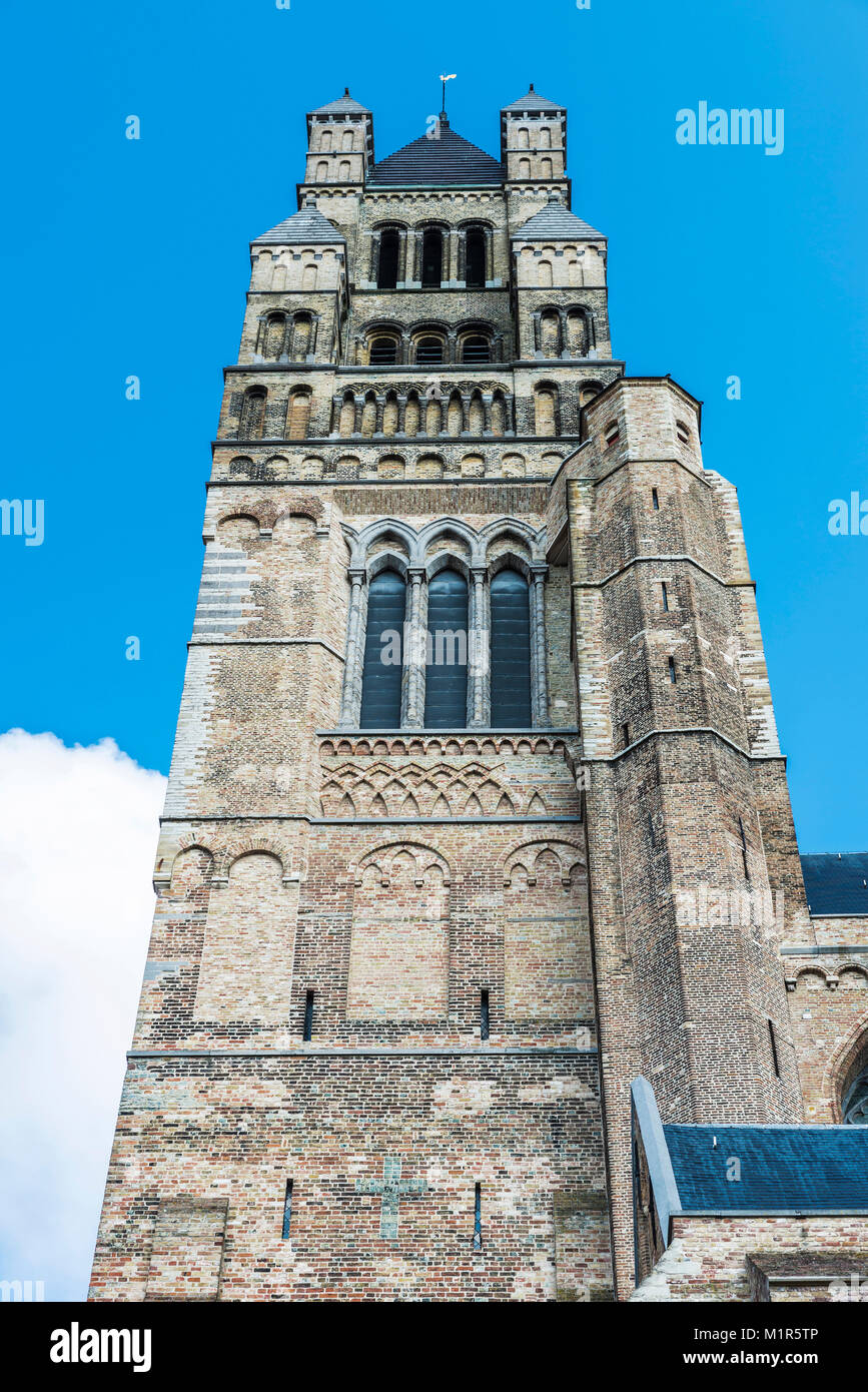 Bell tower of Saint-Salvator Cathedral (Sint Salvatorskathedraal) in ...