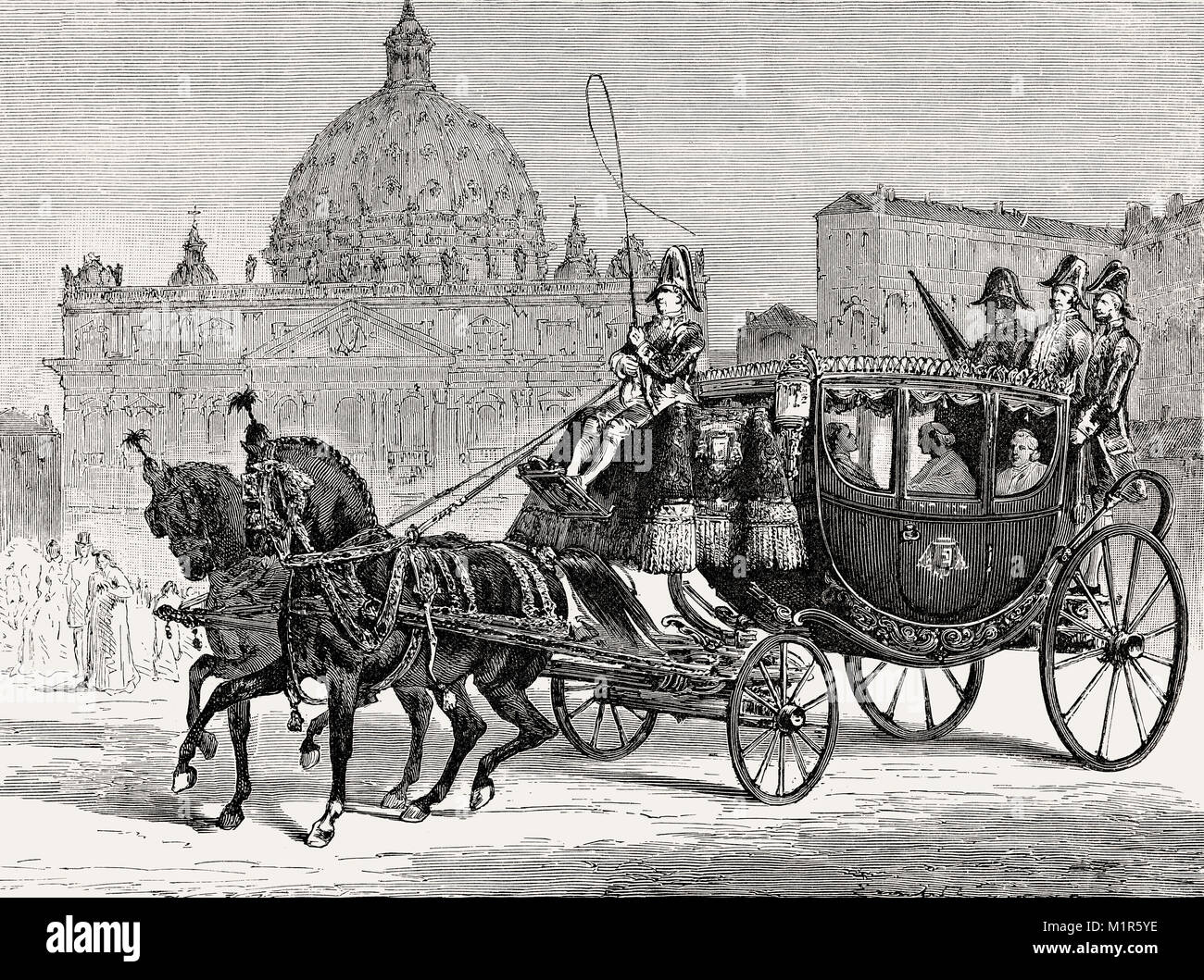 Pope Pius IX traveling to the Basilica of Santa Maria del Popolo ...