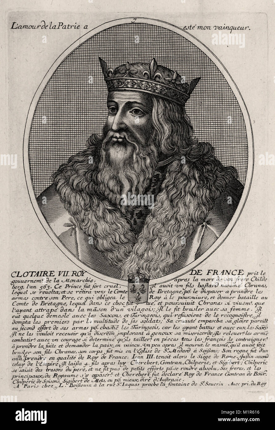 Portrait of Clotaire VII - French engraving 17th century Stock Photo ...