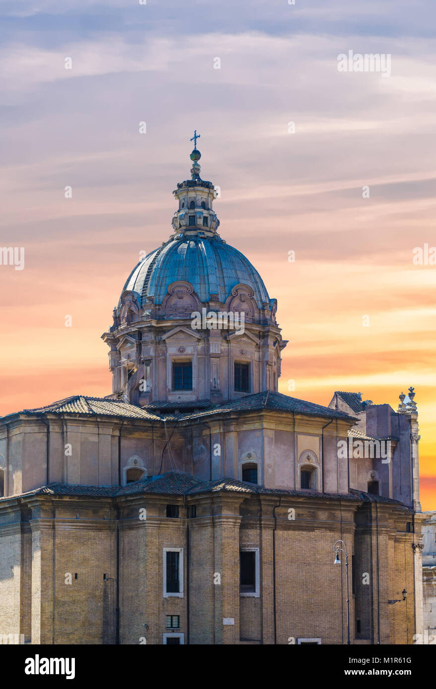 An Old Roman Domed Church at Sunset Stock Photo - Alamy