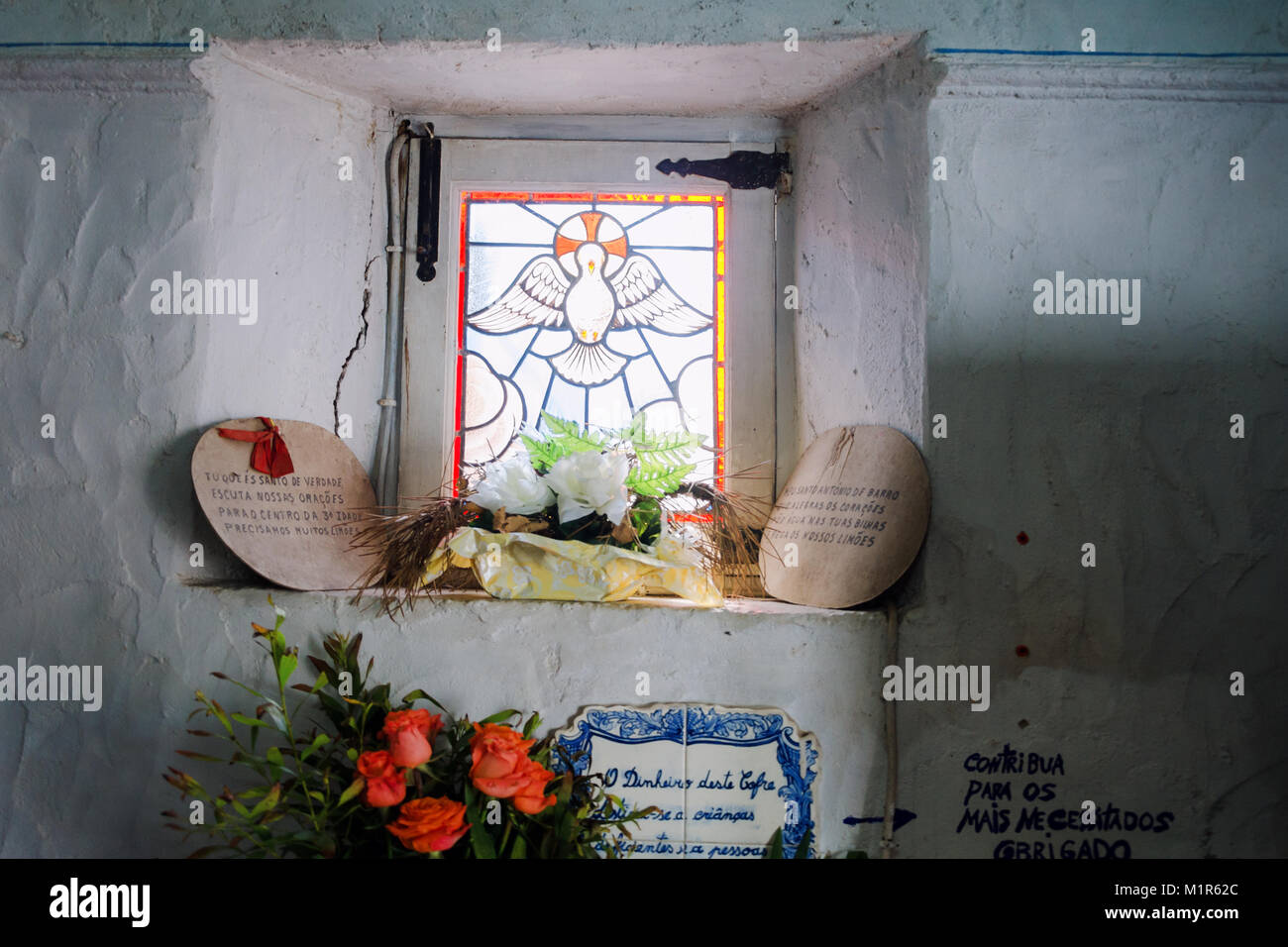 Stained-glass window in old church. Lisbon, Portugal Stock Photo - Alamy