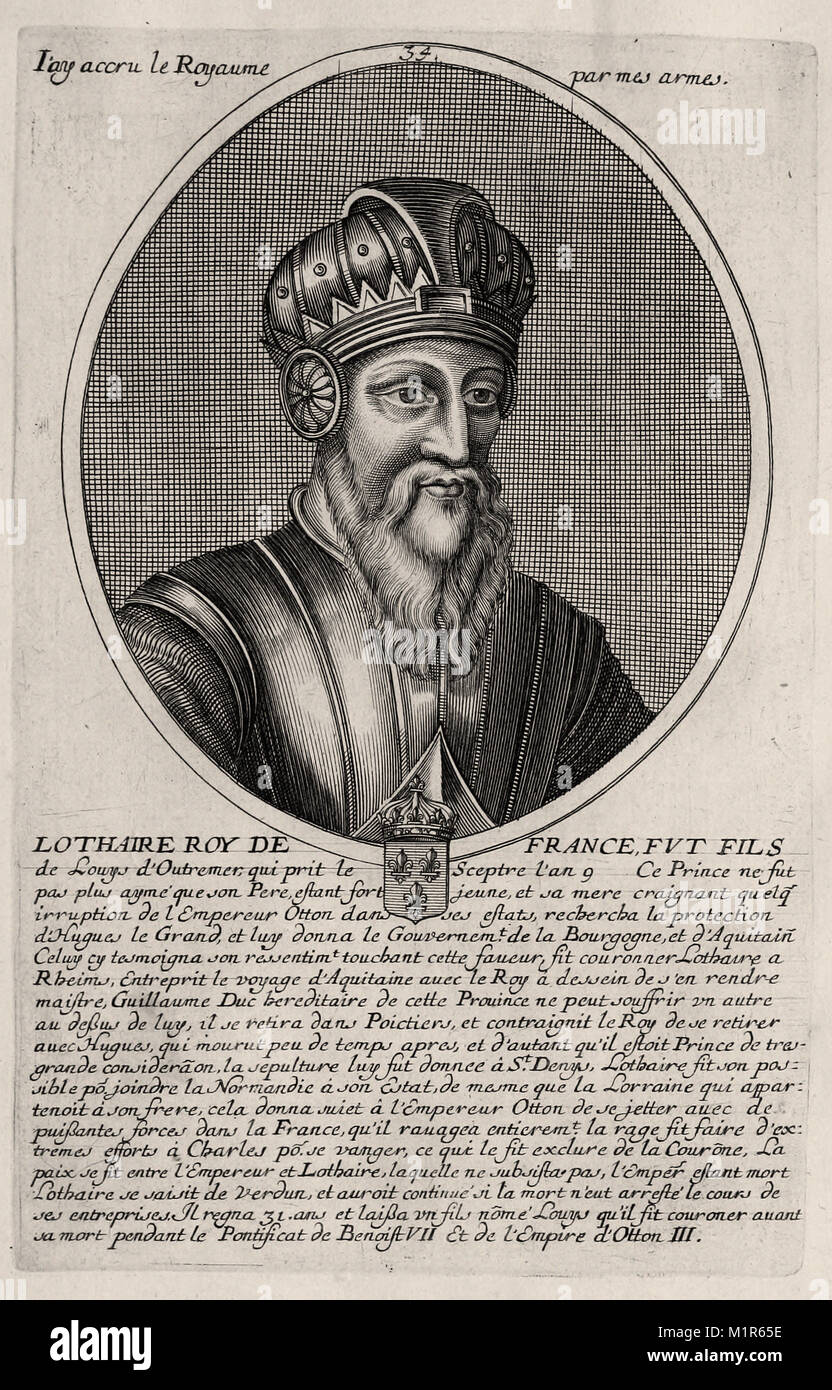 Portrait of Lothaire - French engraving 17th century Stock Photo - Alamy