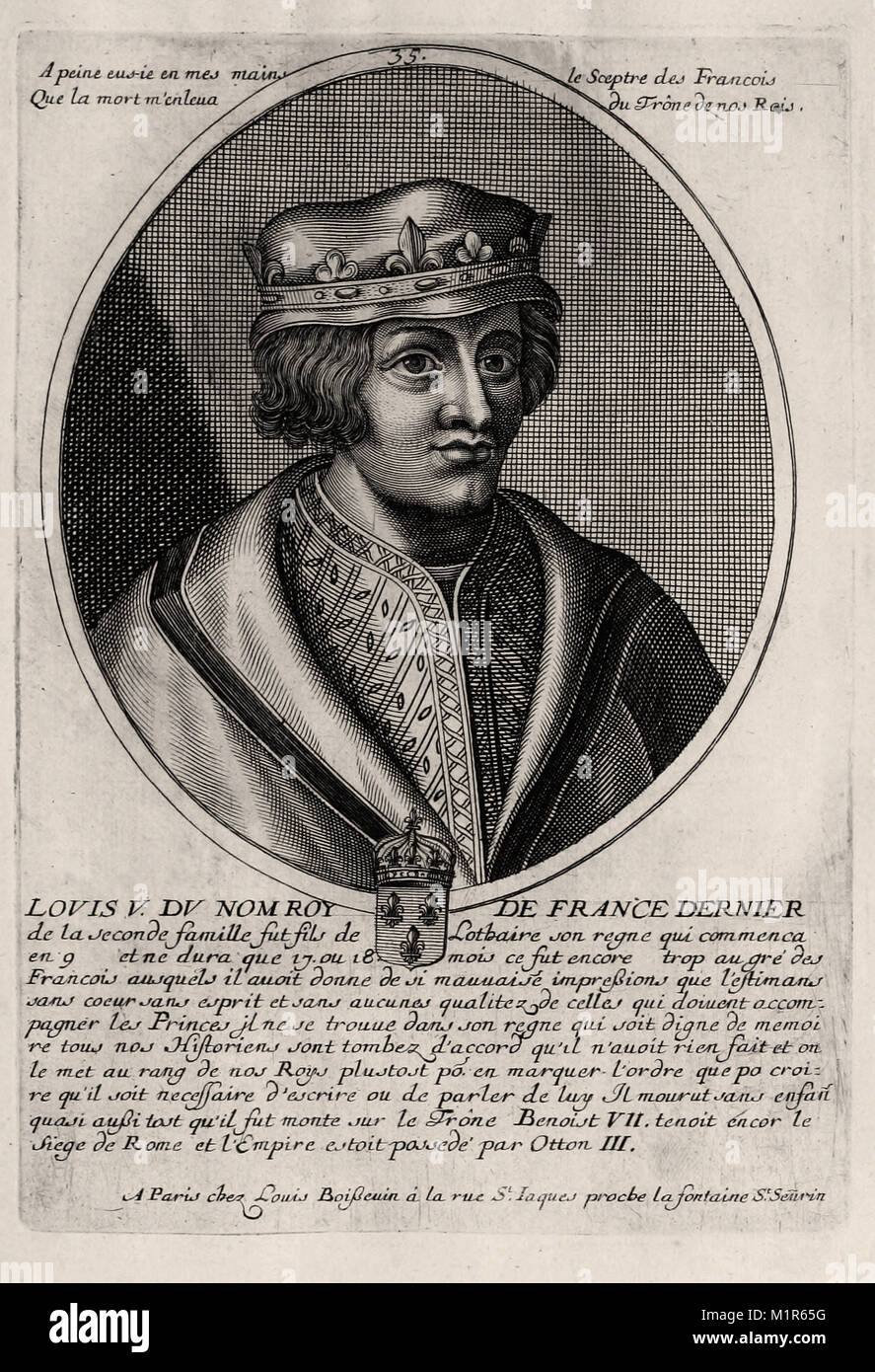 Portrait of Louis V - French engraving 17th century Stock Photo - Alamy