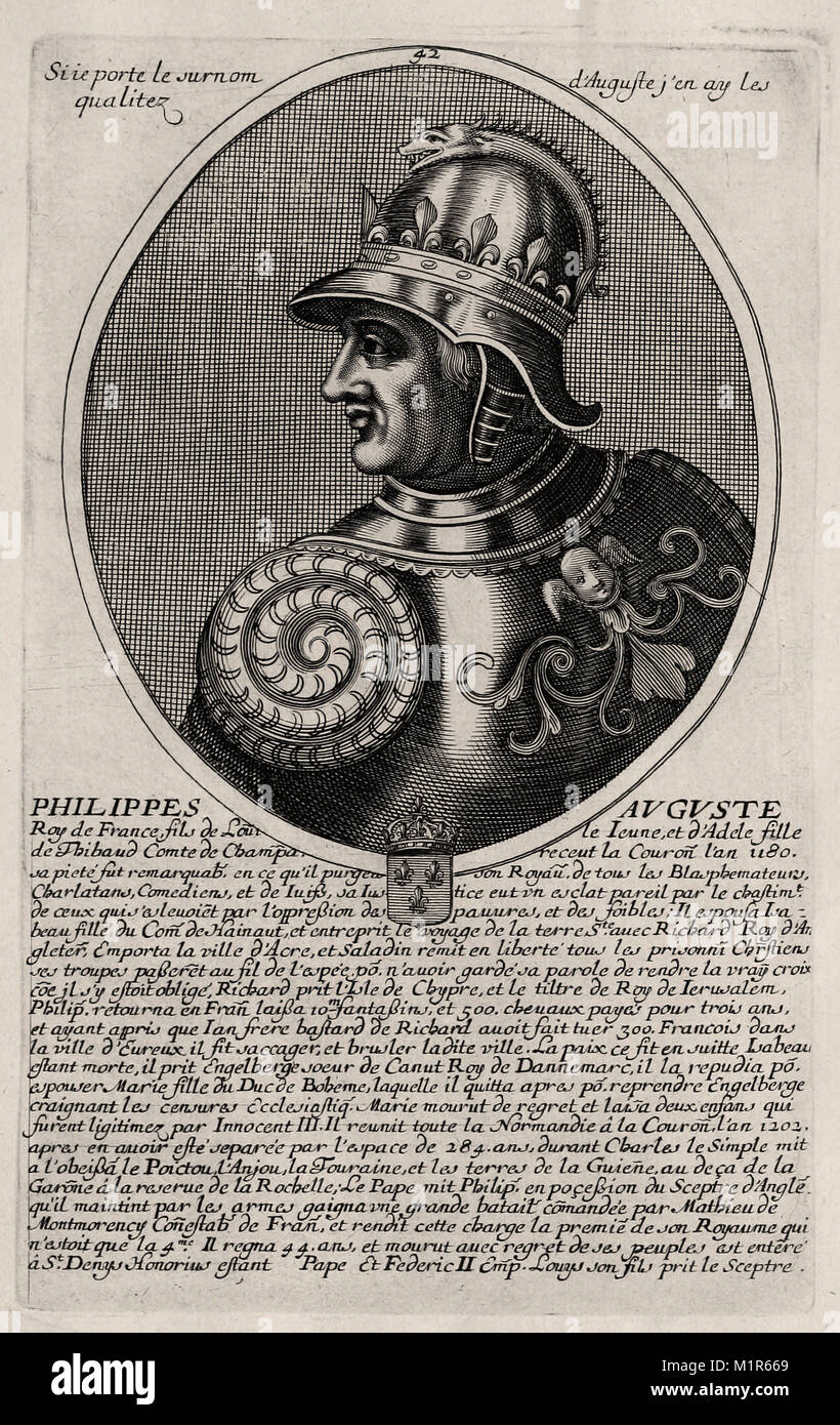 Portrait of Philippe Auguste - French engraving 17th century Stock Photo - Alamy