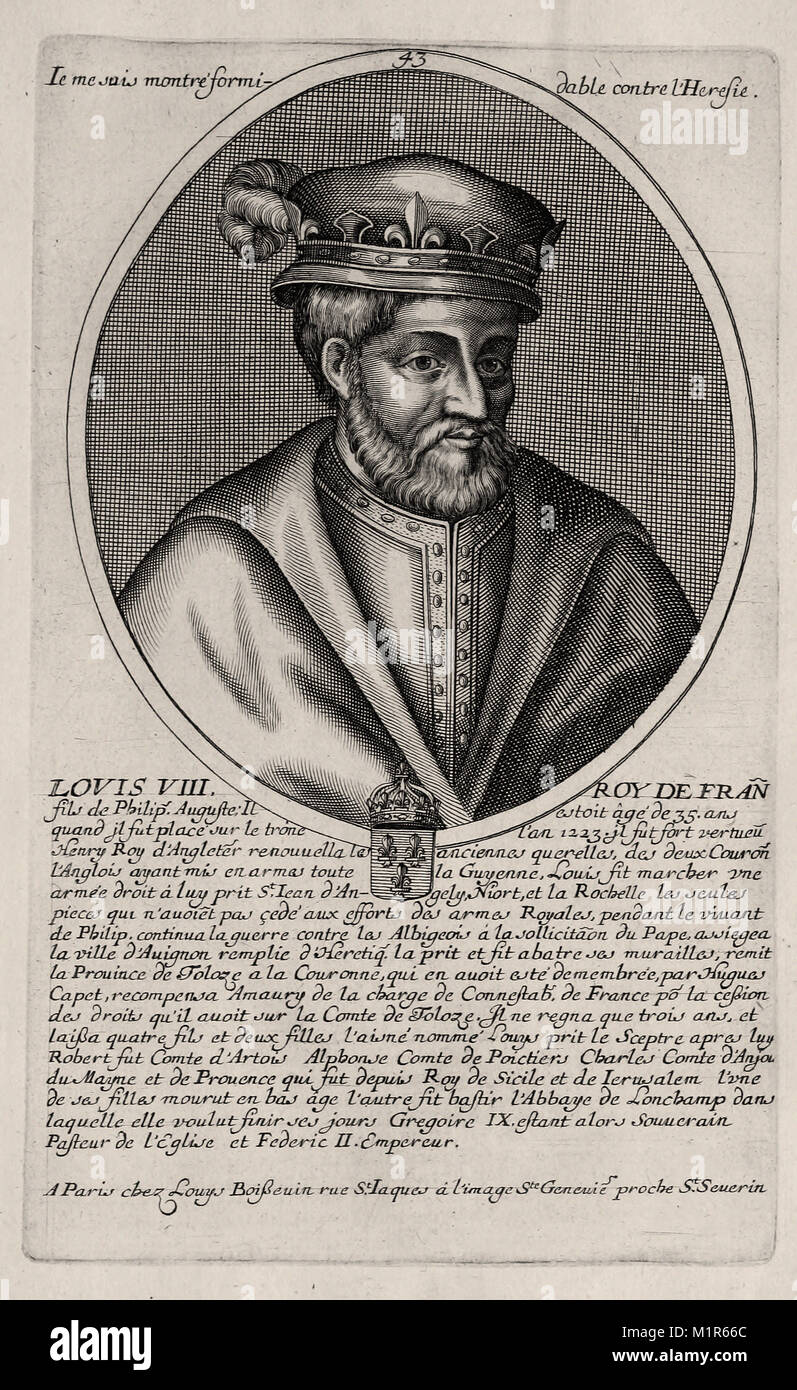 Portrait of Louis VIII - French engraving 17th century Stock Photo - Alamy