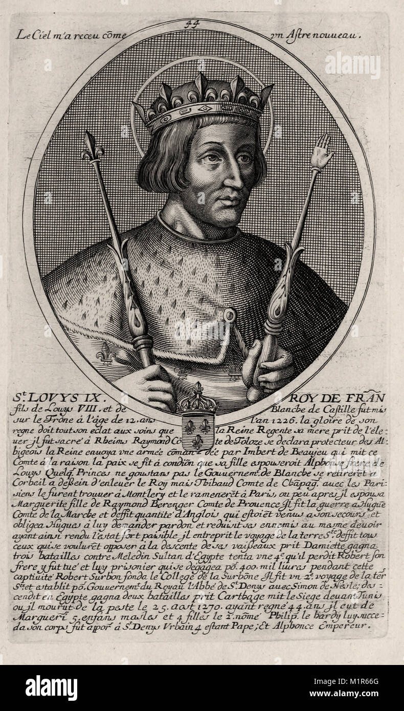 Portrait of St Louis - French engraving 17th century Stock Photo - Alamy