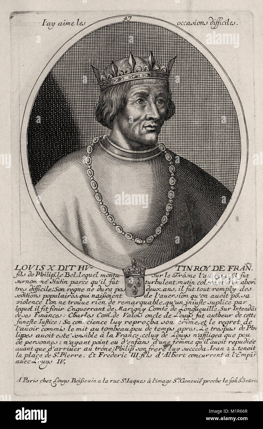 Portrait of Louis X le Hutin - French engraving 17th century Stock ...