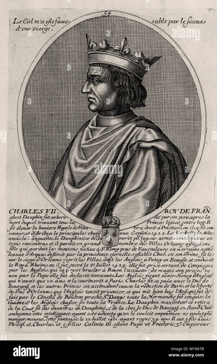 Portrait of Charles VII - French engraving 17th century Stock Photo - Alamy