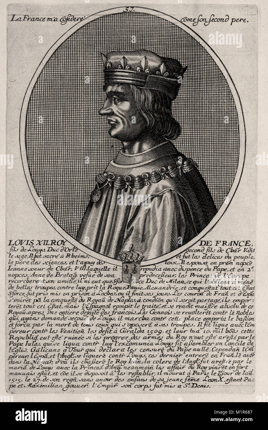 Portrait of Louis XII - French engraving 17th century Stock Photo - Alamy