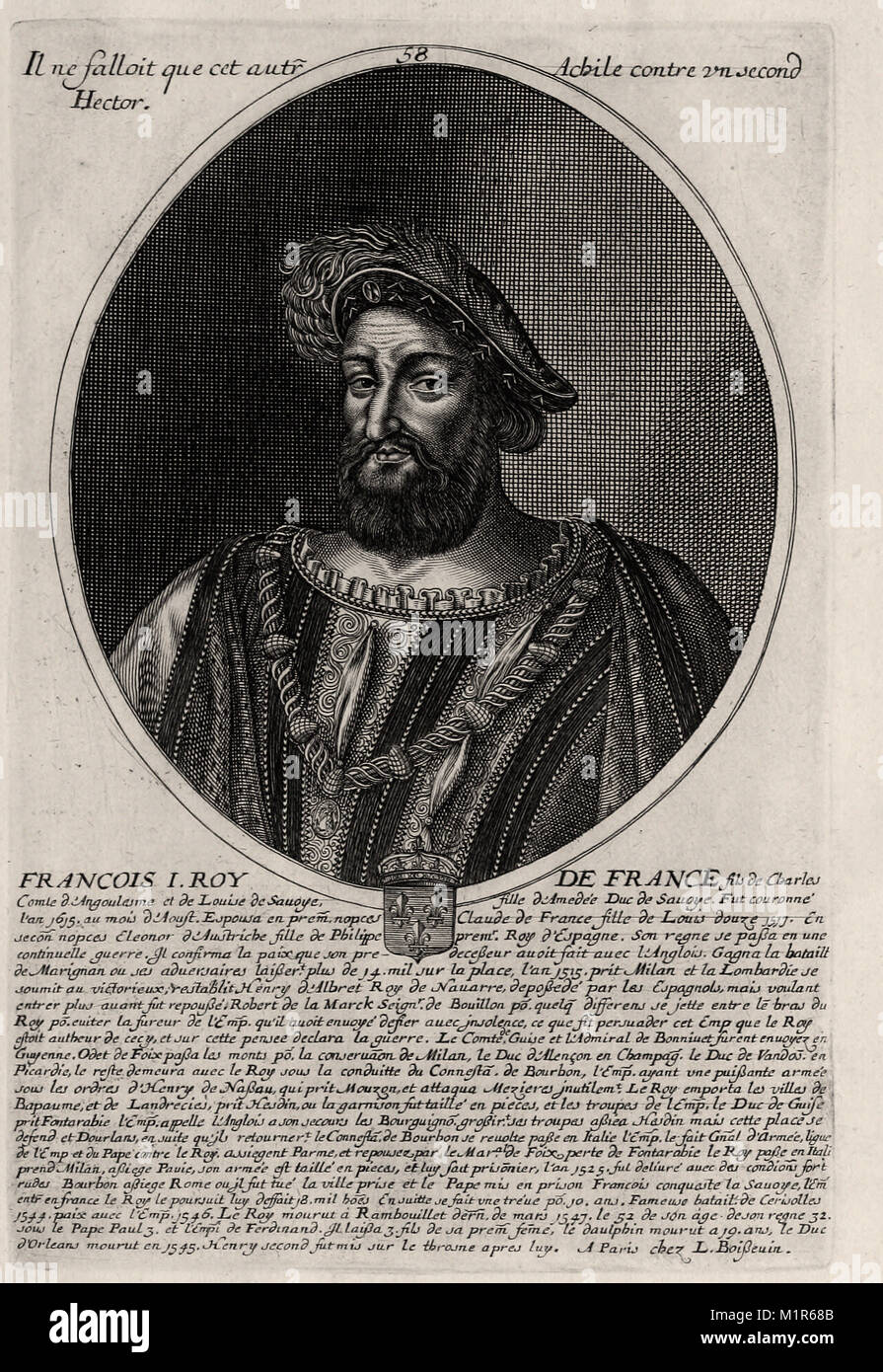 Portrait of François I - French engraving 17th century Stock Photo - Alamy