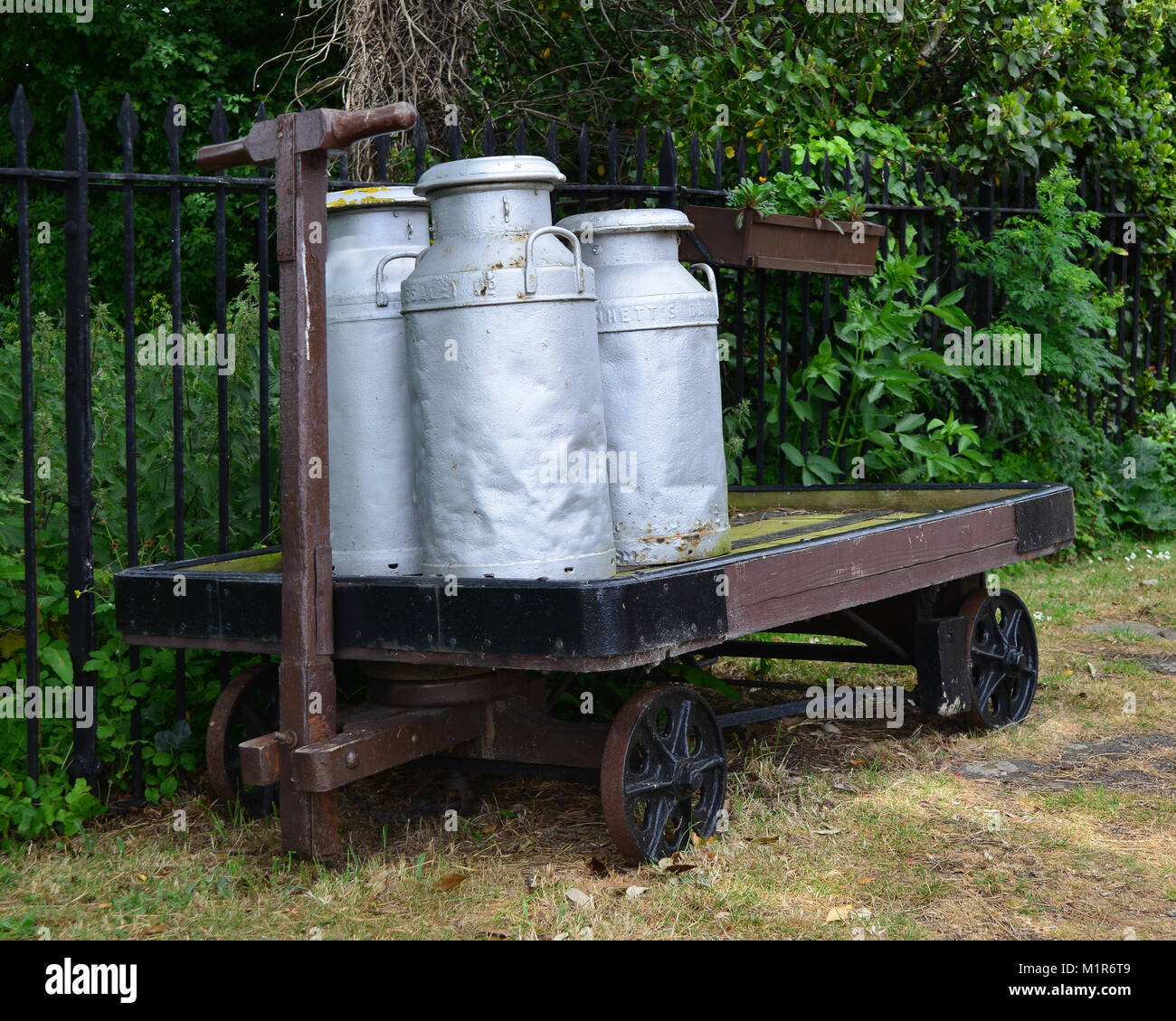 Milk Churns, Dunster Station, West Somerset Railway, Exmoor Stock Photo ...