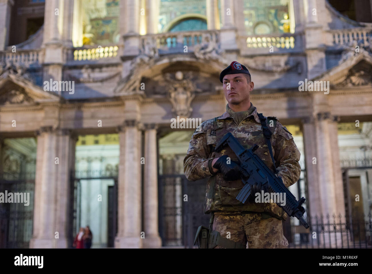 Rome. Italy. The army in service of anti-terrorism security patrol the ...