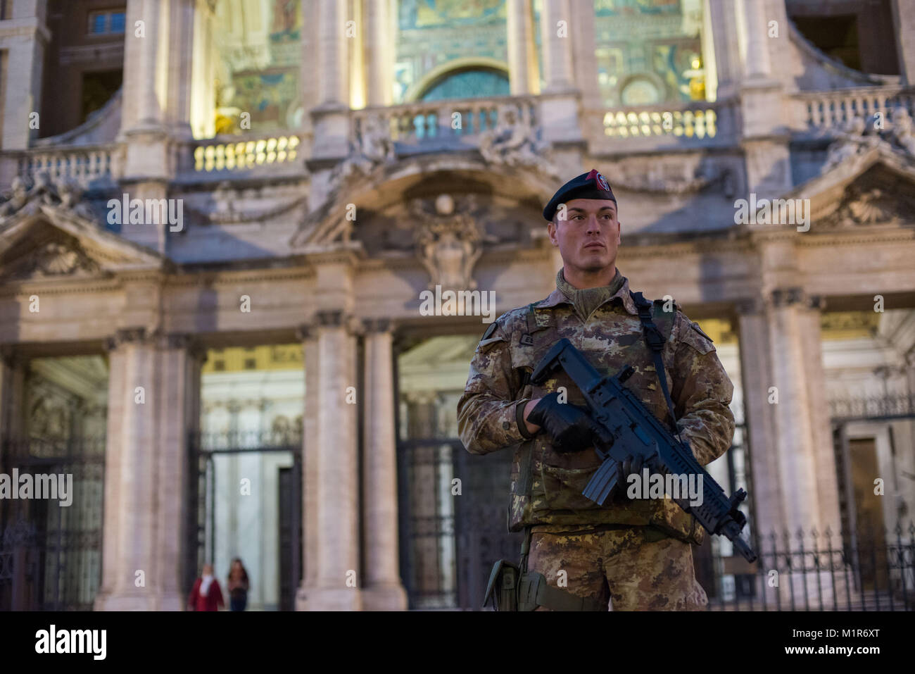 Rome. Italy. The army in service of anti-terrorism security patrol the ...