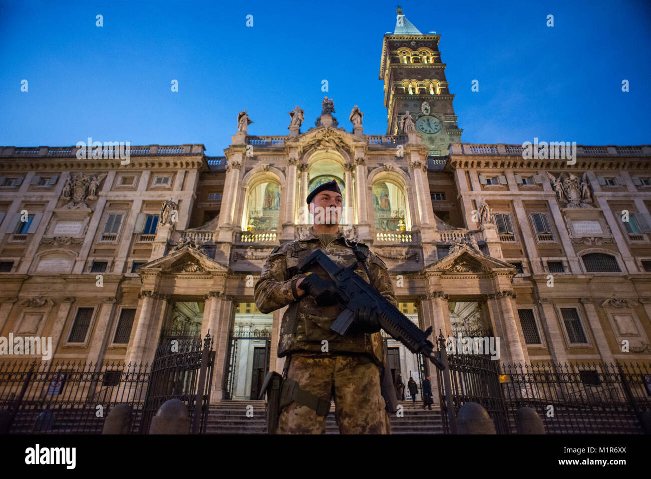 Rome. Italy. The army in service of anti-terrorism security patrol the ...