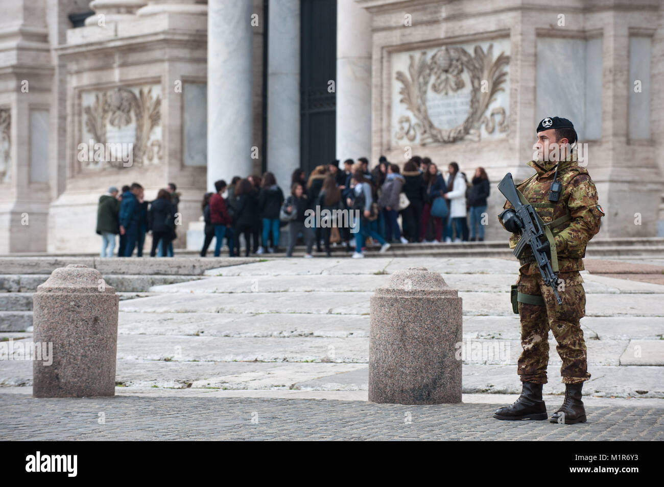 Rome. Italy. The army in service of anti-terrorism security patrol the ...