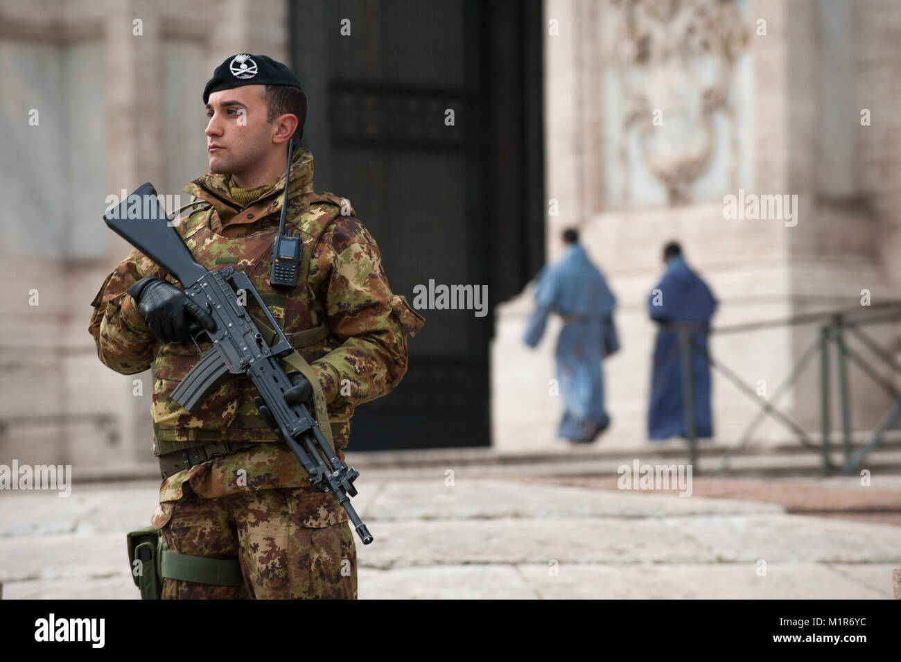 Rome. Italy. The army in service of anti-terrorism security patrol the ...
